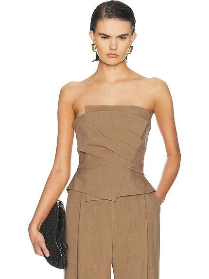 THE SEI Wrap Bustier Top - Sand