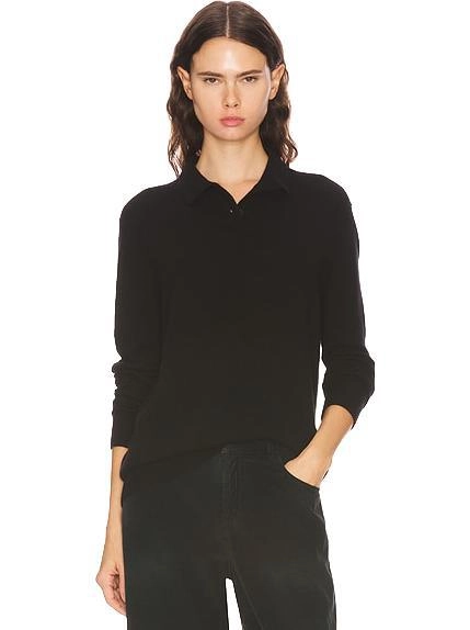 THE ROW Pashi Cashmere Polo Sweater - Black