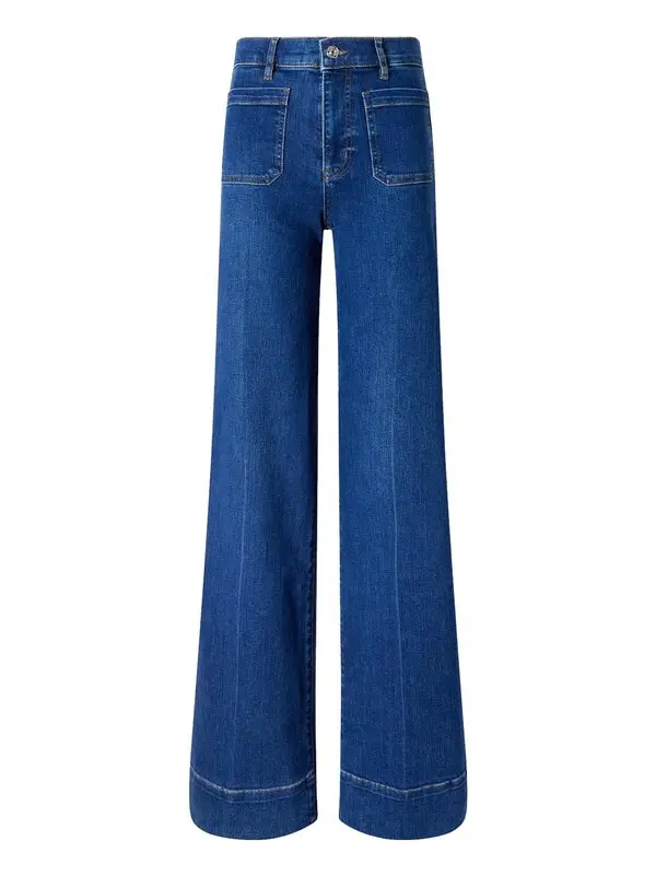 FRAME Le Slice Slim Palazzo Long High-rise Wide-leg Jeans - Blue