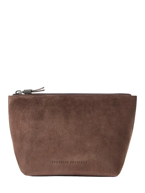 Brunello Cucinelli Suede Cosmetic Case - Brown