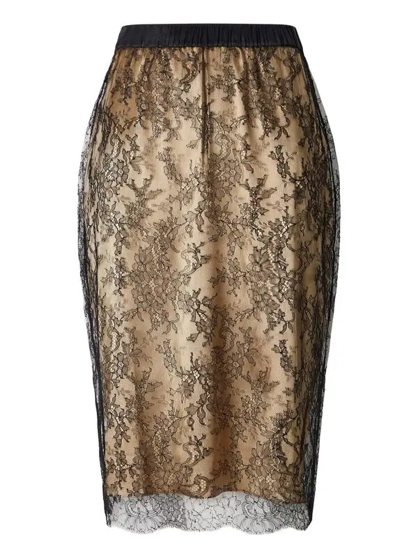 Carine Gilson Straight Lace Midi Skirt - Black