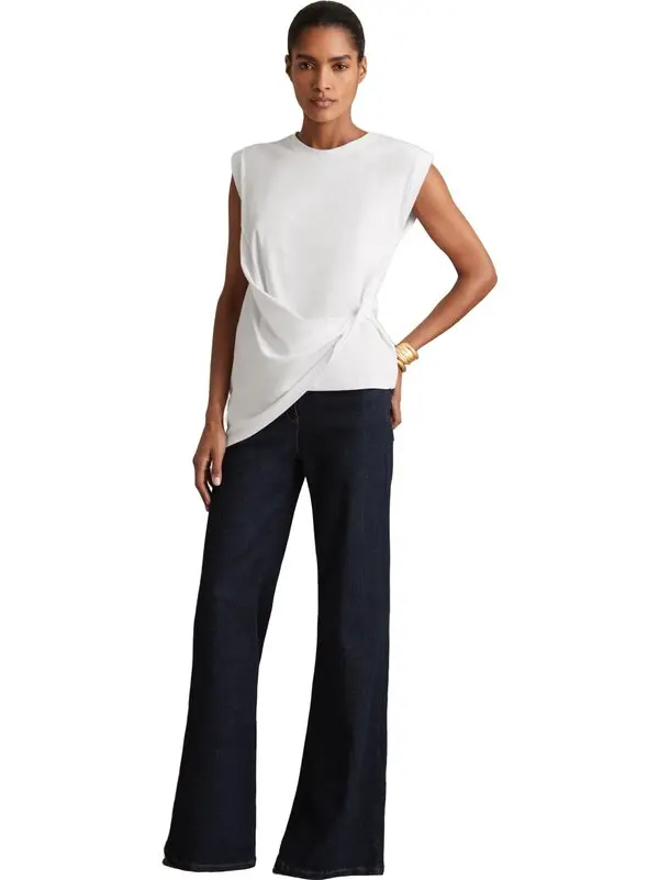 REISS Cotton Drape T-shirt - White