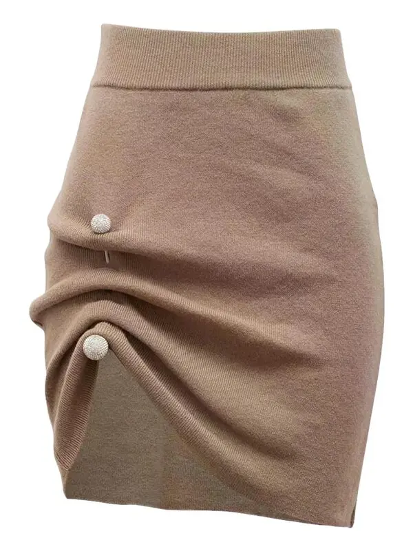 Giuseppe Di Morabito Crystal-embellished Gathered Mini Skirt - Neutrals