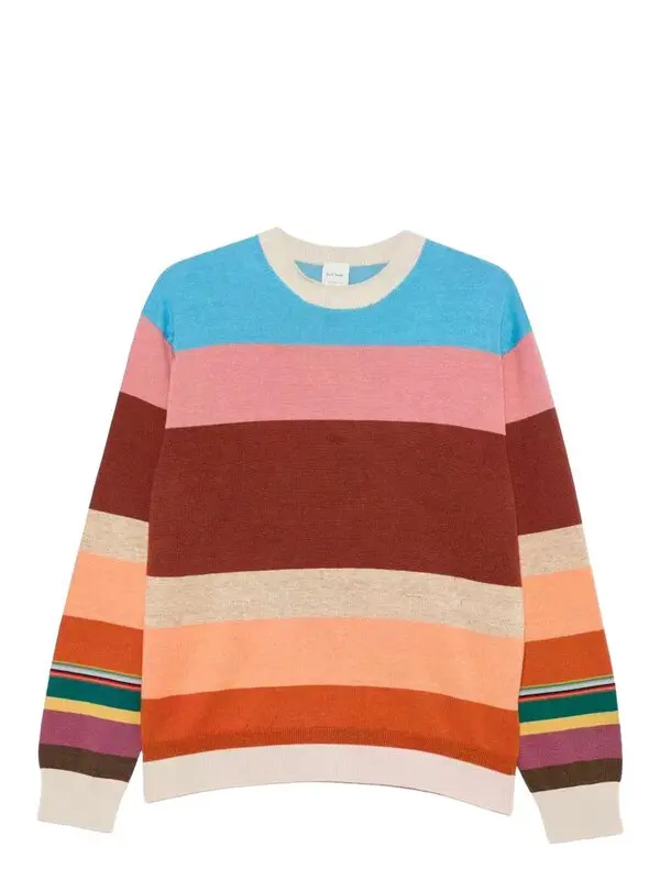 Paul Smith Multicolour Stripe Crew Neck Sweater - Brown