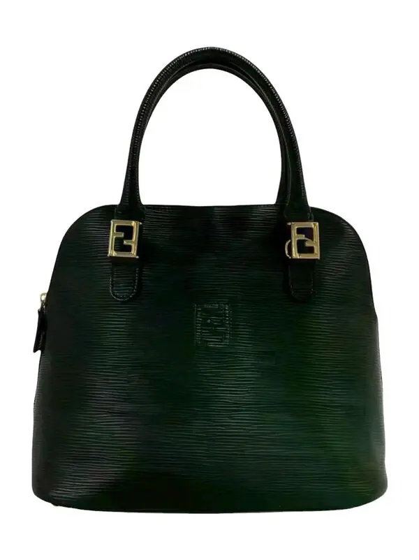 Fendi 1980-1990 Leather Handbag With Gold Tone Ff Detail - Black