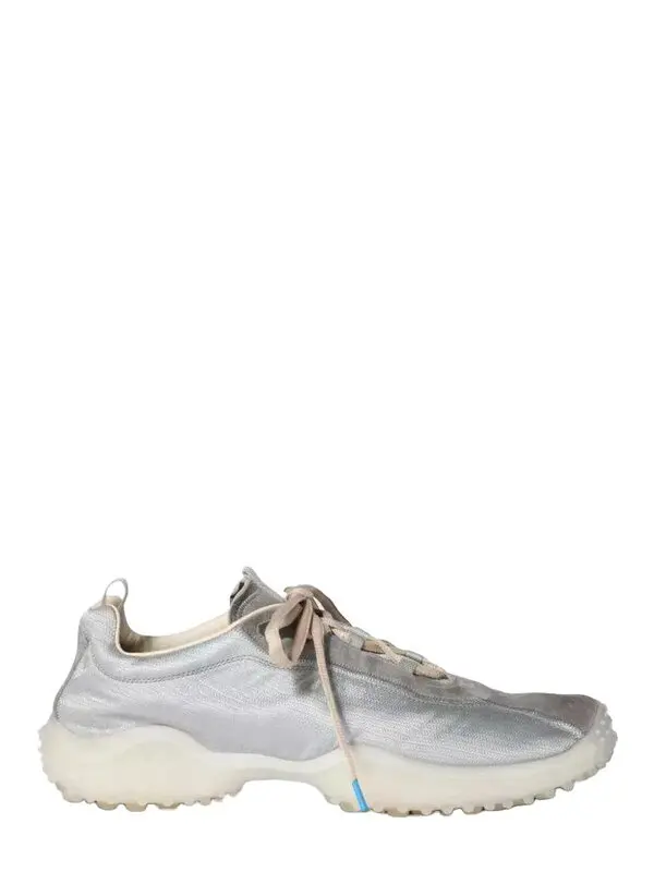 Miu Miu Bubble Technical Fabric And Suede Lace-up Sneakers - Silver