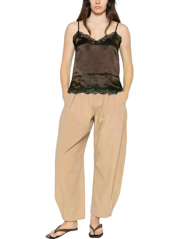 TWINSET Sweetheart Neck Lace Trimmed Camisole - Brown