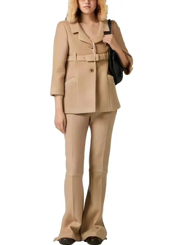 Miu Miu Single-breasted Double Wool Coat - Neutrals