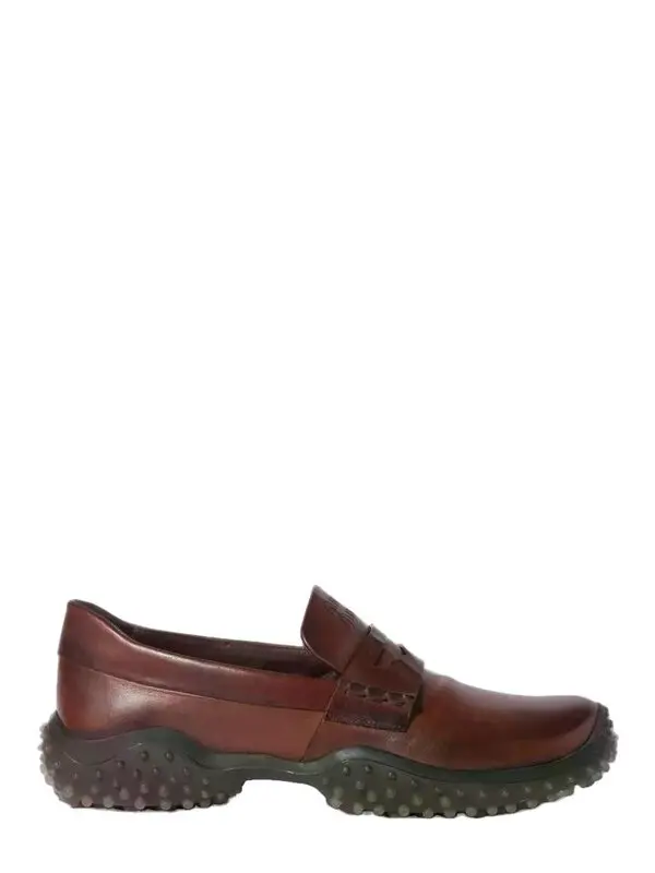 Miu Miu Leather Loafers With Bubble Sole - Brown