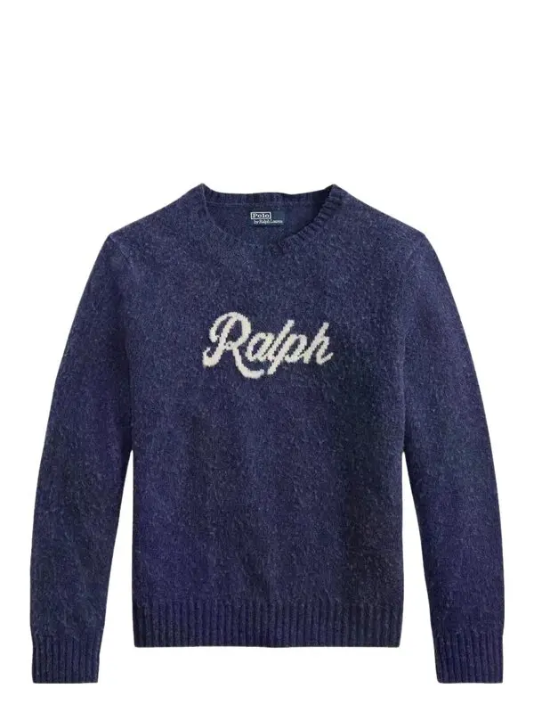Polo Ralph Lauren Intarsia Logo Crew Neck Sweater - Blue