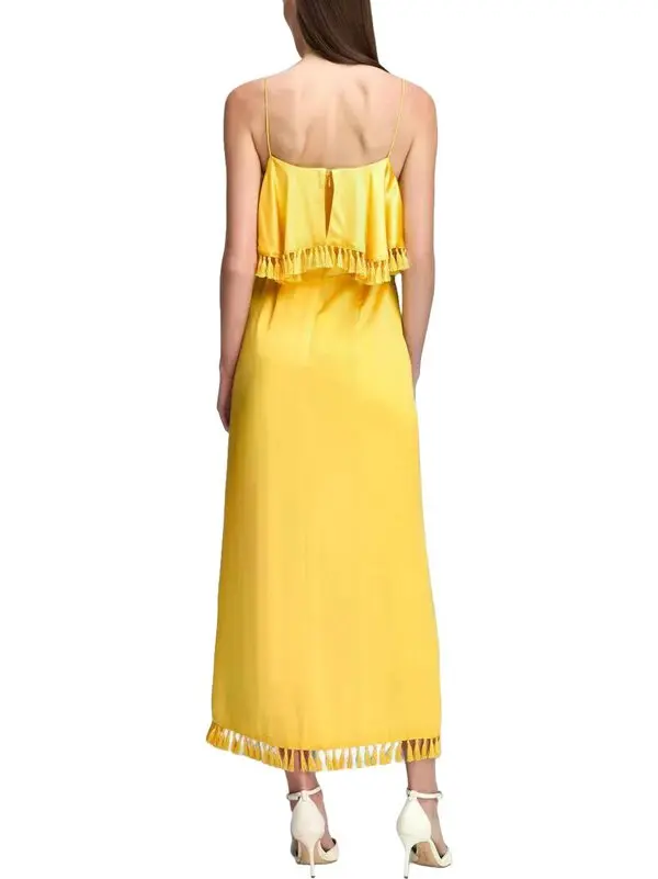 Cinq À Sept Luma Tassel-trim Ruffled Midi Dress - Yellow