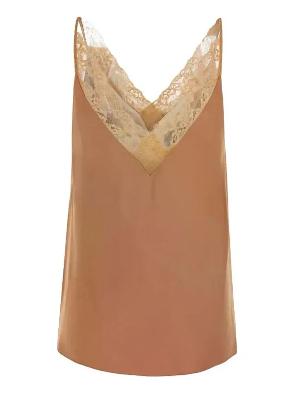 FORTE_FORTE Lace-trim Top - Pink