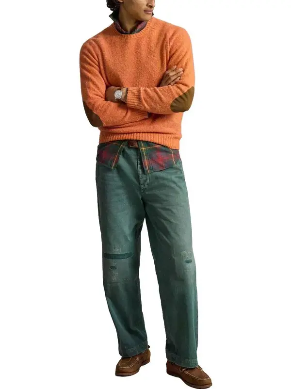 Polo Ralph Lauren Elbow Patch Raglan Sleeve Sweater - Orange