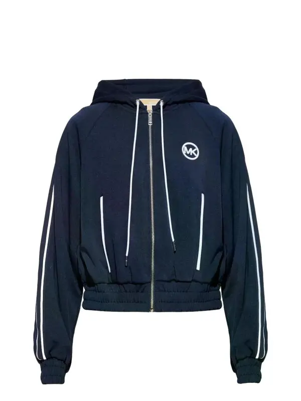 Michael Kors Logo Embroidered Zip-up Hoodie - Blue