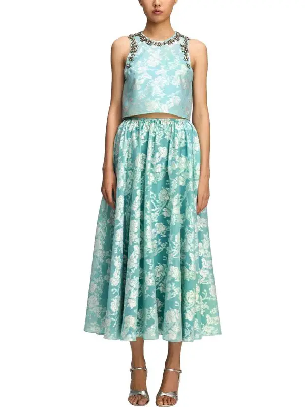 Cinq À Sept Barbara Crystal Embellished Jacquard Top - Blue