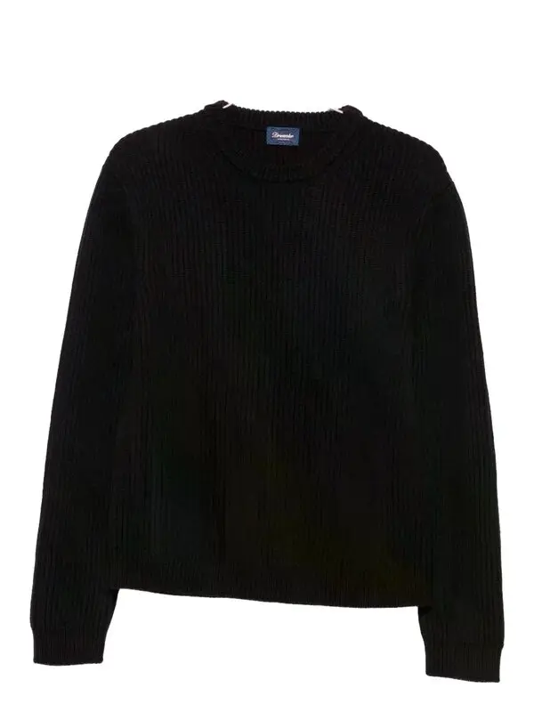DRUMOHR Ribbed Knit Wool Crew Neck Jumper - Black