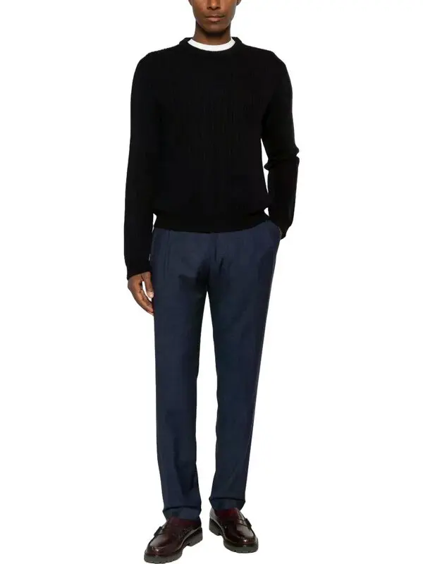 DRUMOHR Ribbed Knit Wool Crew Neck Jumper - Black