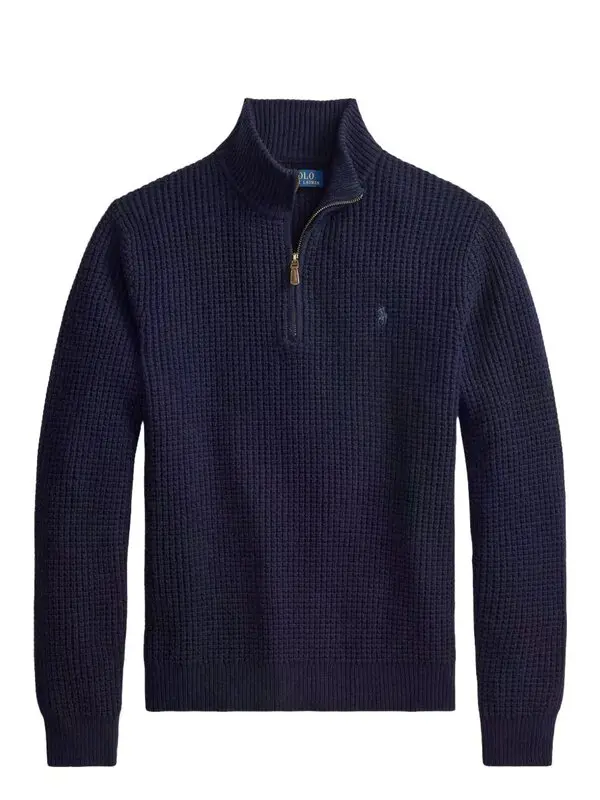 Polo Ralph Lauren Waffle Knit Quarter-zip Sweater - Blue