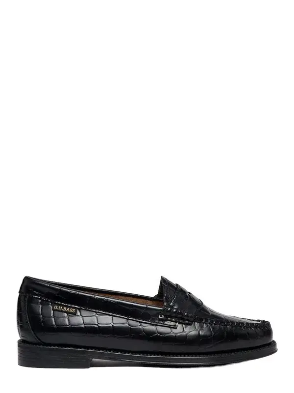 G.H.BASS Crocodile-effect Leather Loafers - Black