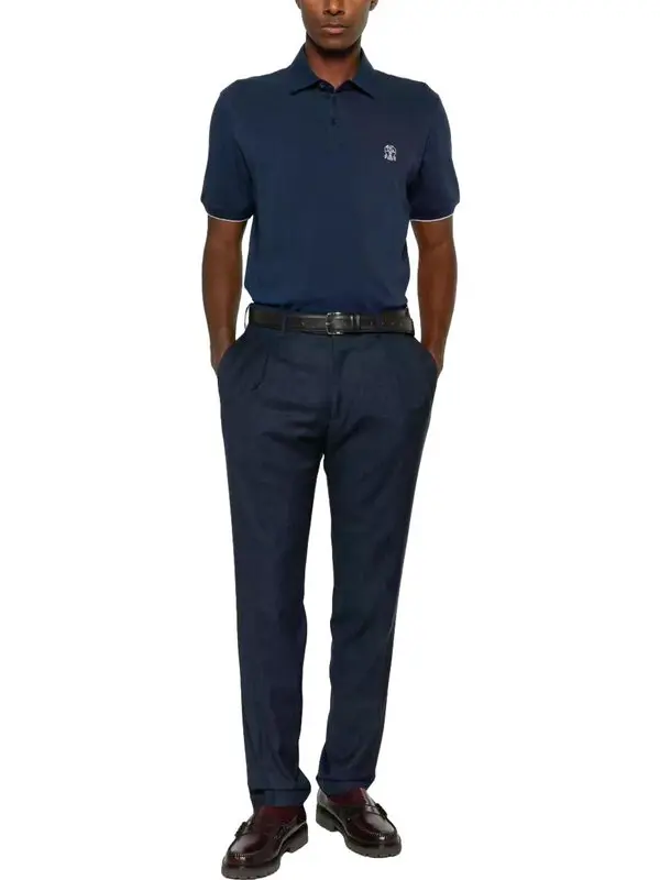 Brunello Cucinelli Logo-embroidered Polo Shirt - Blue