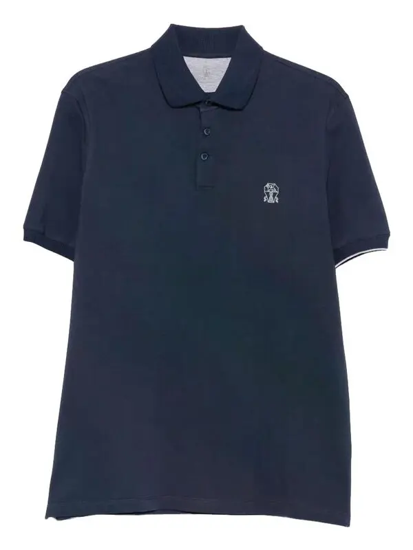 Brunello Cucinelli Logo-embroidered Polo Shirt - Blue