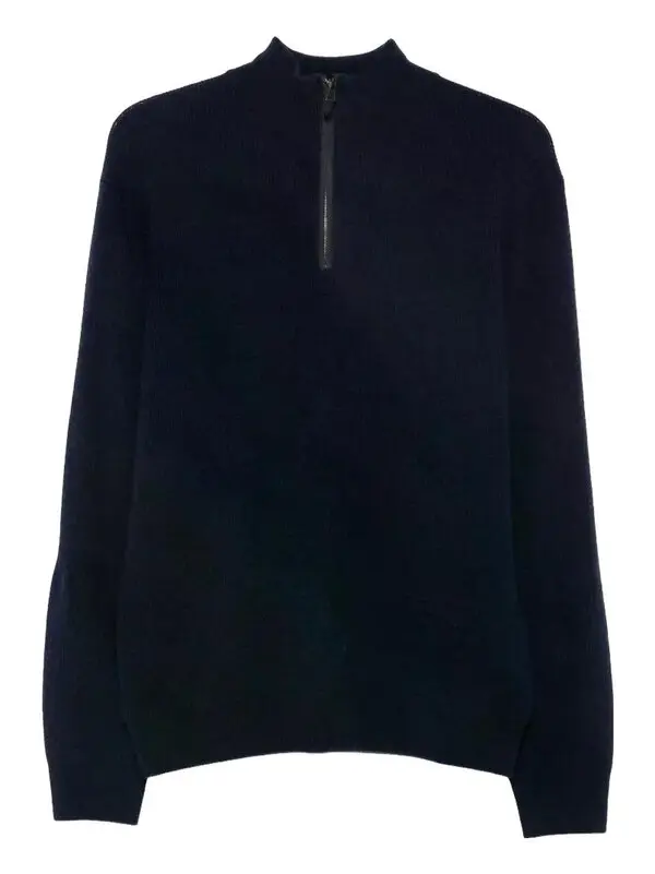 Canali Half-zip Waffle-knit Sweater - Blue