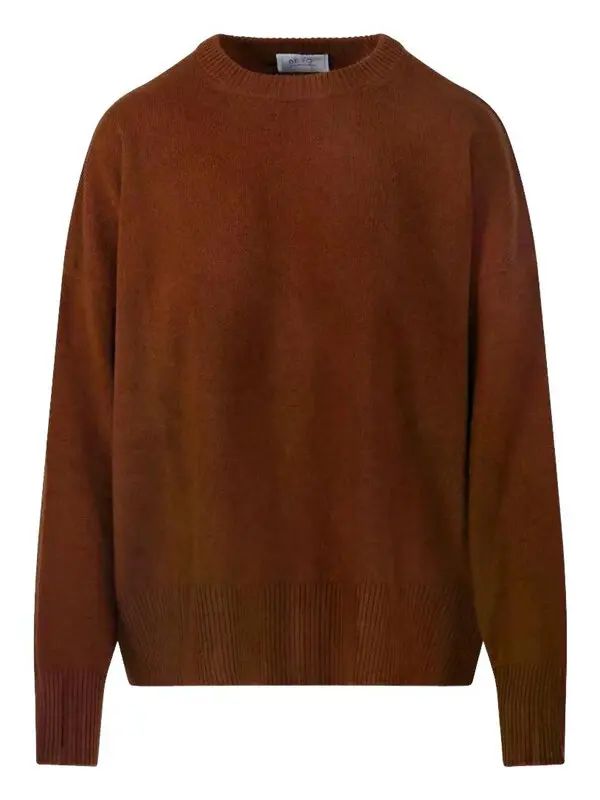 BEYOU Ribbed Drop-shoulder Sweater - Brown