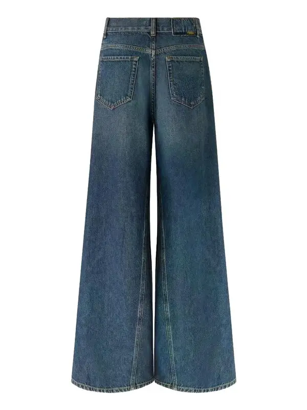 Pinko Flared Jeans With Super Wide Leg - Blue