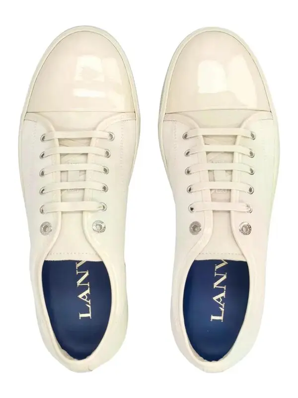 LANVIN Patent-toe Suede Sneakers - Neutrals