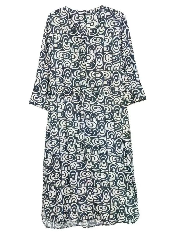 Max Mara Helmut Geometric-print Belted Midi Dress - Blue