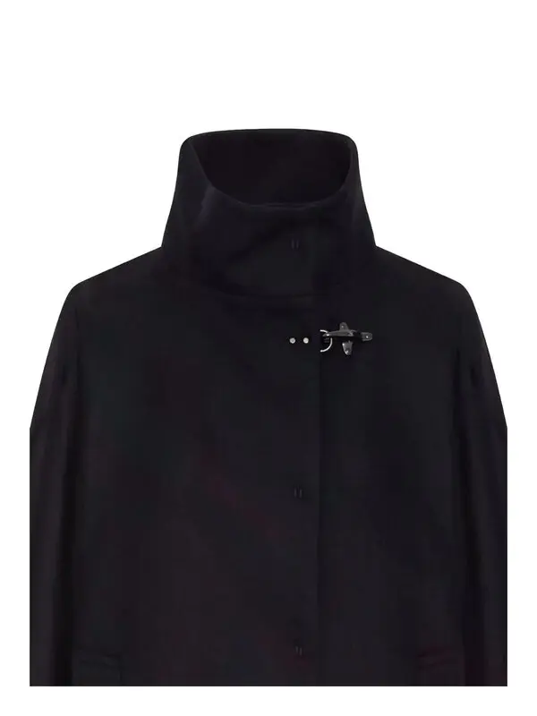 FAY ARCHIVE Wool Cape-clasp Coat - Black