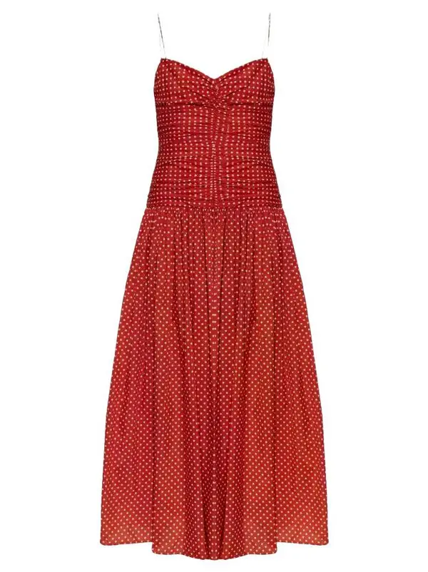 Matteau Polka-dot Ruched Maxi Dress - Red