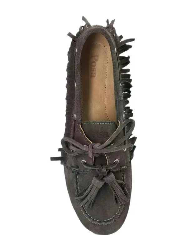POSA Tassel Detail Fringed Loafers - Grey