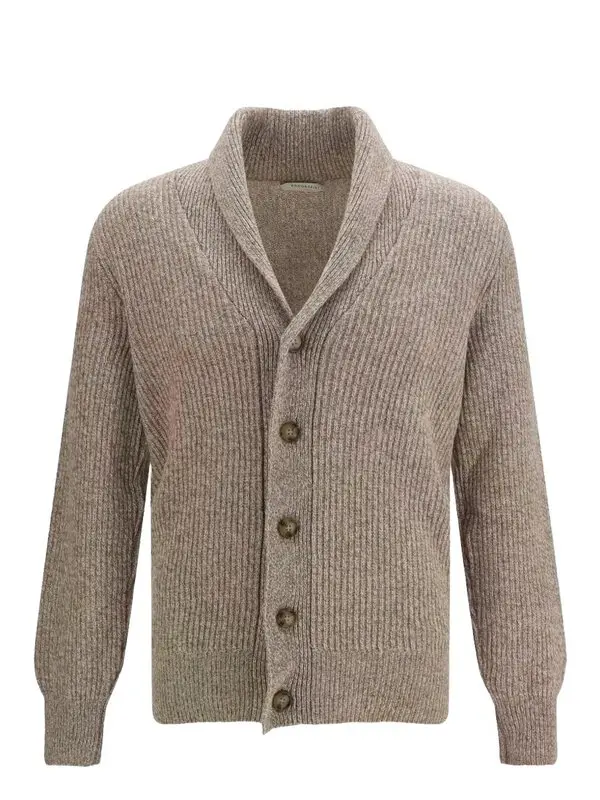 BROOKSFIELD Shawl-collar Ribbed-knit Cardigan - Neutrals
