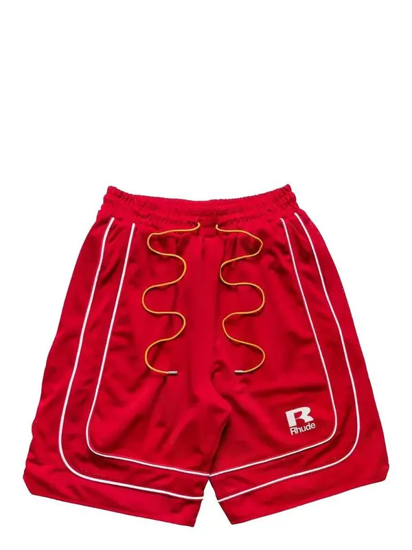 Rhude Contrast Piping Mesh Shorts - Red