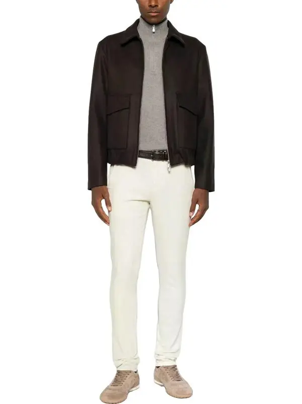 DONDUP Slim-fit Logo Plaque Trousers - Neutrals