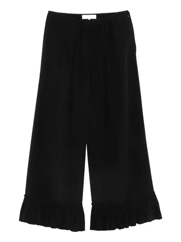 Chloé Ruffled Silk Crepe De Chine Trousers - Black