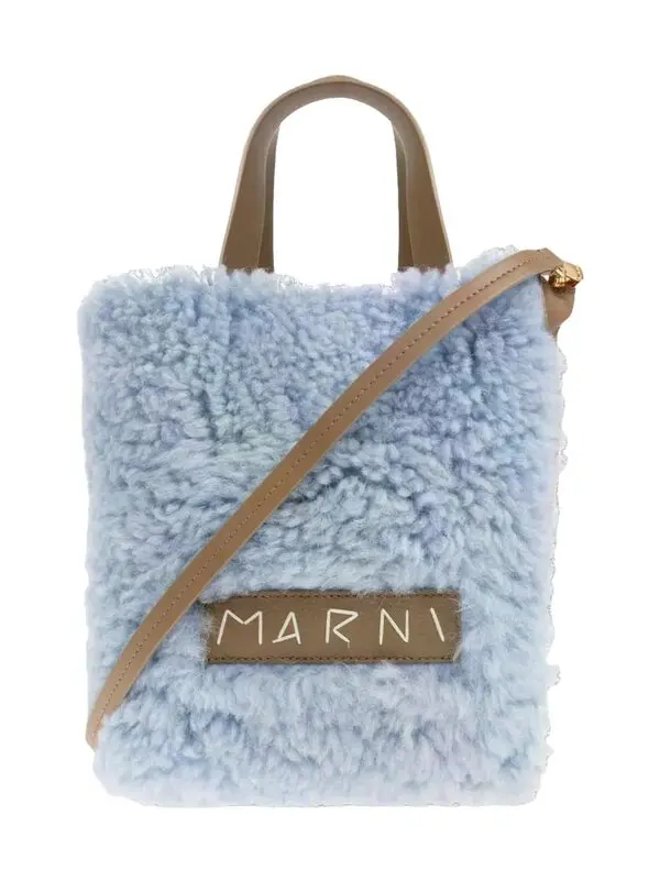 Marni Shearling Leather Tote Bag - Blue