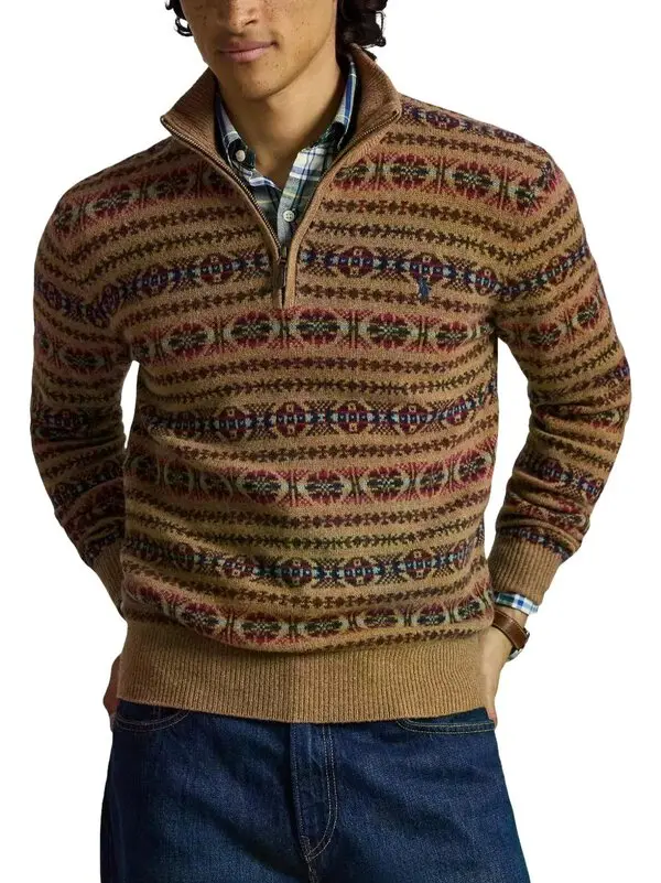 Polo Ralph Lauren Fair Isle Half-zip Sweater - Brown