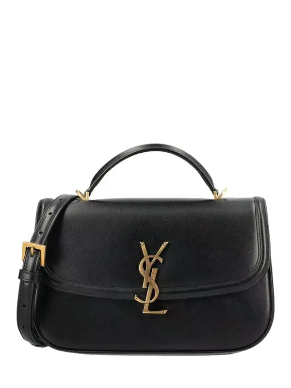 Saint Laurent Solferino Small Top-handle Bag In Box Leather - Black