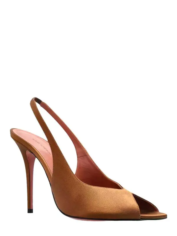 Amina Muaddi Kristina Peep-toe Slingback Pumps - Brown