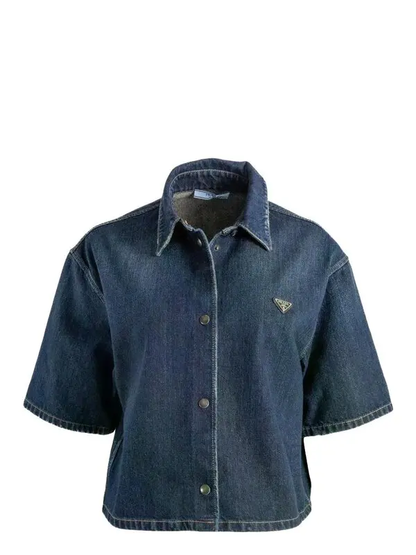 Prada Cropped Denim Shirt - Blue