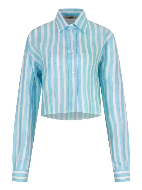 PARAMIDONNA Striped Linen Shirt - Blue