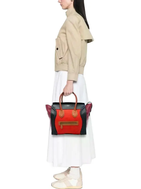 Celine 2010 Mini Multicolor Canvas And Leather Luggage Tote Bag - Red