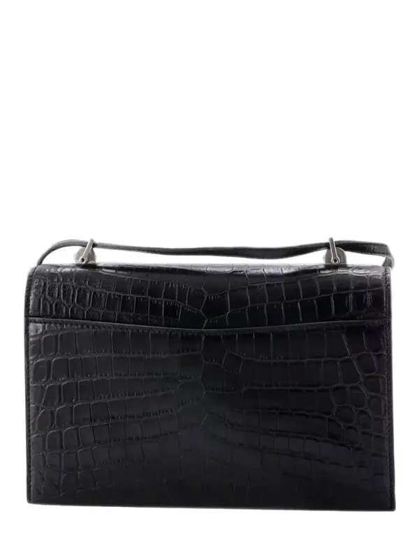 Saint Laurent Babylone Crocodile Embossed Leather Small Crossbody Bag - Black