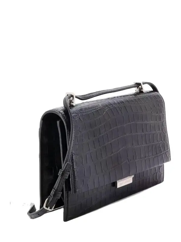 Saint Laurent Babylone Crocodile Embossed Leather Small Crossbody Bag - Black