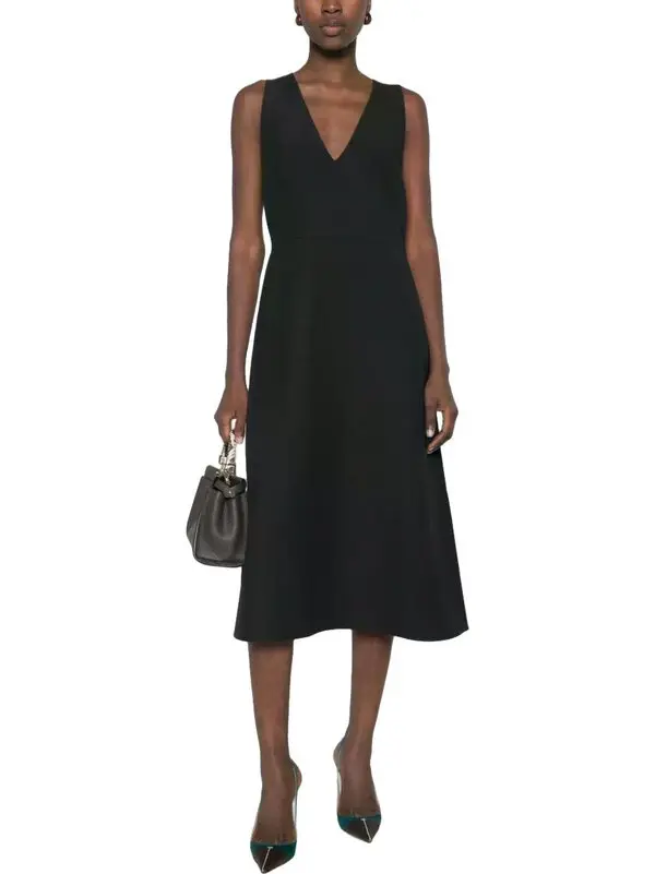 Fendi V-neck Sleeveless Midi Dress - Black