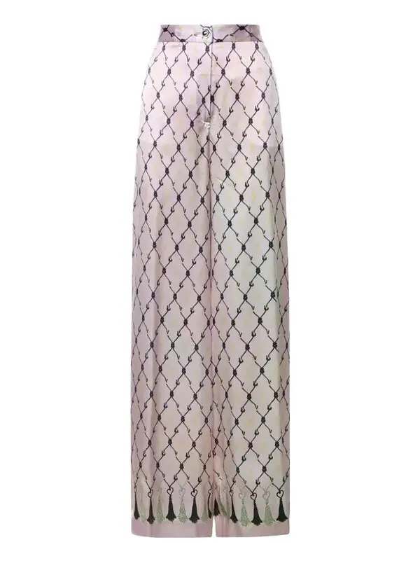 GENNY Rope-print Silk Trousers - Pink