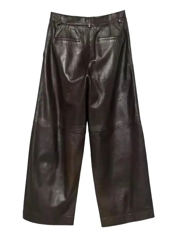 P.a.r.o.s.h Leather Wide-leg Trousers - Brown