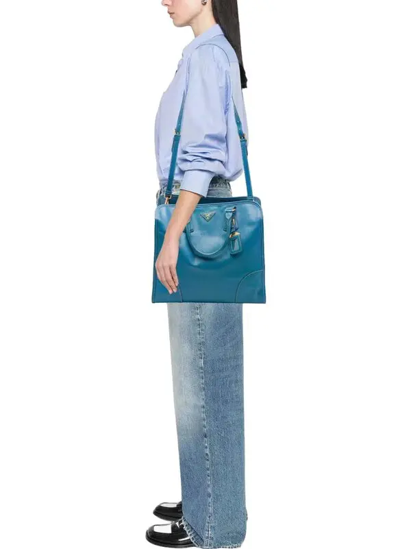 Prada Saffiano Lux Shopping Tote Satchel - Blue